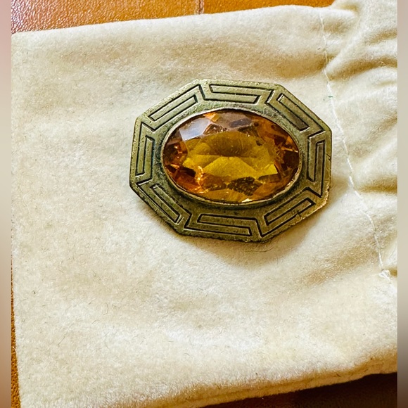 Jewelry | Vintage Amber Brass Brooch | Poshmark